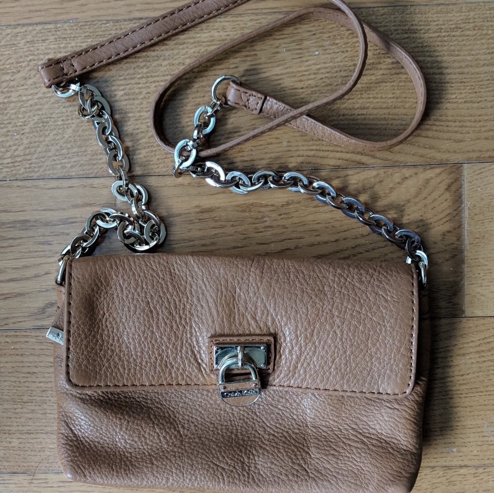 Calvin Klein Modena Leather Tan Crossbody Bag - Gem